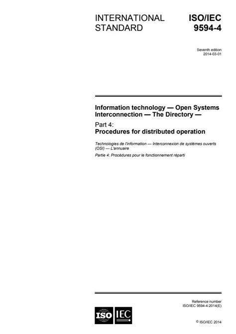 ISO IEC Information Technology Open Systems Interconnection The Directory Part