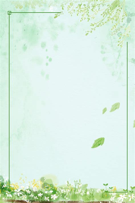 简约绿色春分边框背景 背景素材 节日背景共享免费下载 花猫素材网
