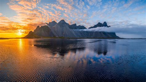 Wallpaper Nature Landscape Iceland Vestrahorn Sea Beach Water