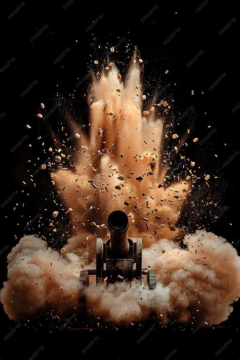 Premium Photo Gunpowder Explosion With Cannons Musket Balls And Gun