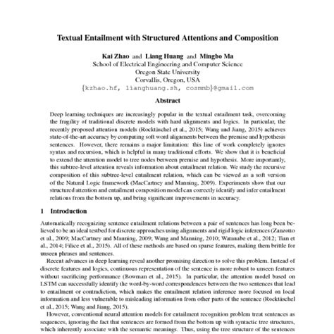 Textual Entailment With Structured Attentions And Composition Acl