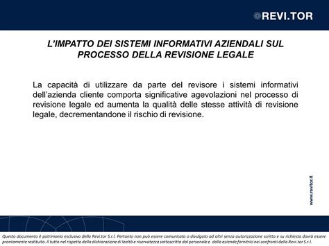 I Sistemi Informativi Aziendali Nella Revisione Legale Ppt