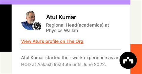 Atul Kumar Regional Headacademics At Physics Wallah The Org