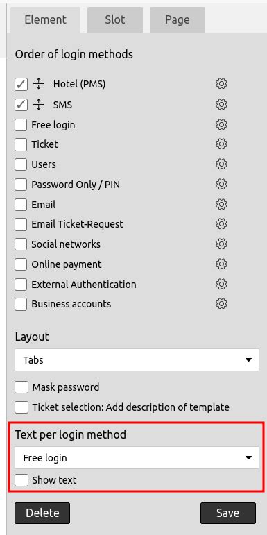Text Per Login Method Iacbox