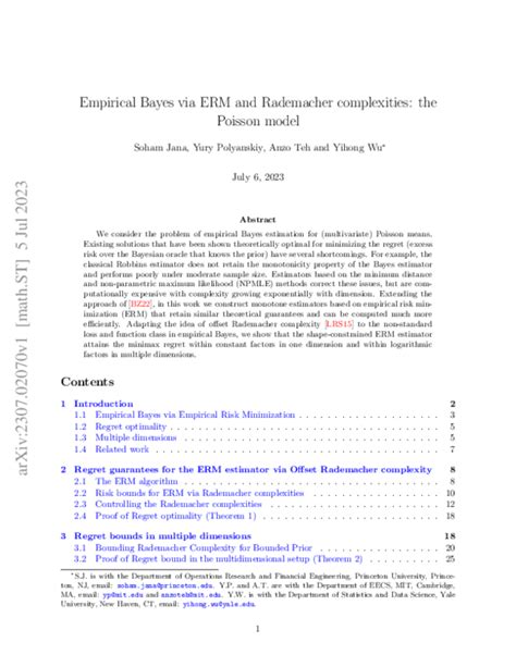 Pdf Empirical Bayes Via Erm And Rademacher Complexities The Poisson Model