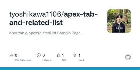 Github Tyoshikawa1106apex Tab And Related List Apextab And Apex