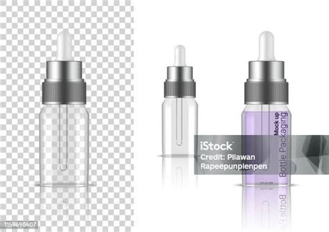 투명 한 병 3d 모의 현실적 드롭퍼 화장품 오일 세럼 스킨 케어 제품 건강 관리 포장 및 과학을위한 향수 배경 그림에 금속