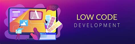 Programmers At Computer Using Low Code Platform On Computer Banner