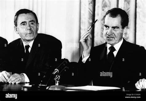 1972 Us Presidency Cold War Us President Richard Nixon Flourishes A