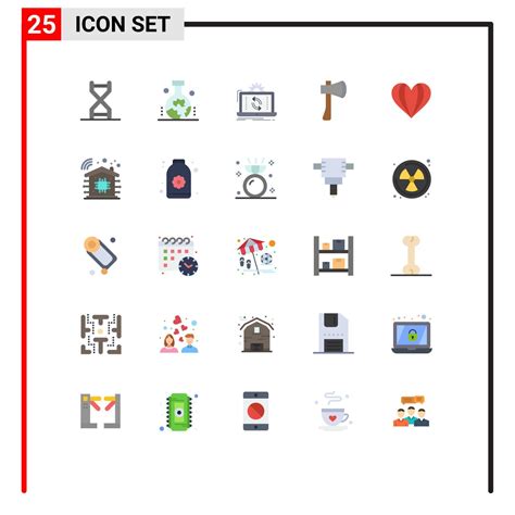 Modern Set Of 25 Flat Colors And Symbols Such As Axe Tool Ax Tool Study Of Earth Surface Ax