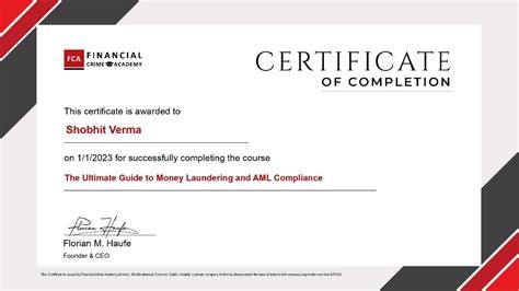 Shobhit Verma On Linkedin Completed Thanks Financial Crime Academy