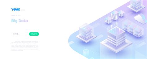 빅 데이터 데이터 분석 기술 및 데이터 시각화 개념 배경 핑크 블루 컬러 3d 아이소메트릭 박스 데이터의 완벽한 그라데이션이 함께 연결되어 있습니다 벡터 일러스트레이션