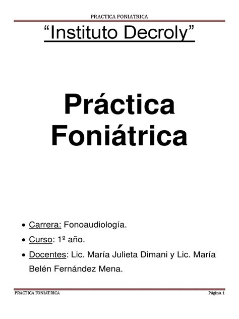 Práctica Foniátrica Evaluación Fonemas Pdf Lingüística
