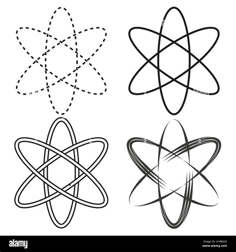 Atom Icons Set Atomic Structure Symbols Science And Energy Graphics
