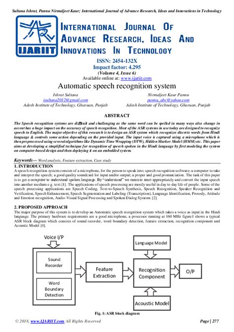 pdf automatic speech recognition system