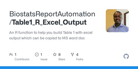 Github Biostatsreportautomation Table R Excel Output An R Function To Help You Build Table