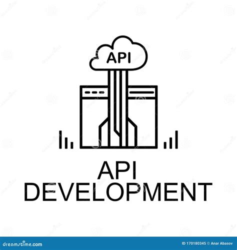 api development icon element of web development signs with name for mobile concept and web apps