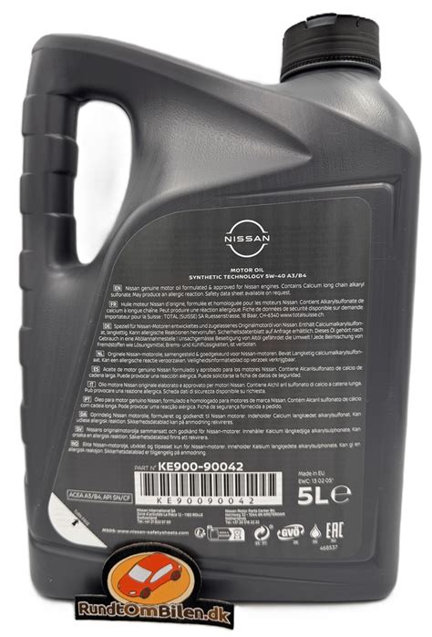 Original Nissan 5W-40 A3/B4 motorolie (5 liter)