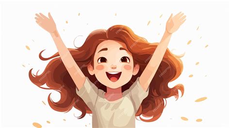 Smiling Girl Cartoon Vector Illustration Isolated Premium Ai
