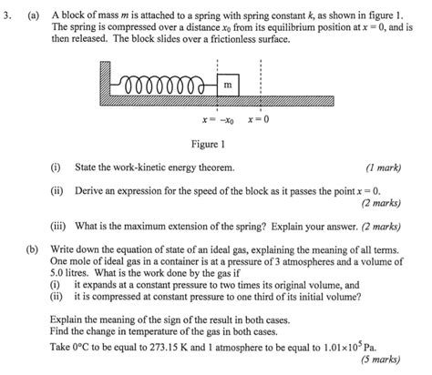 solved 3 a a block of mass m is attached to a spring with