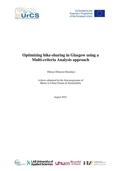 Pdf Optimizing Bike Sharing In Glasgow Using A Multi Criteria Analysis Approach