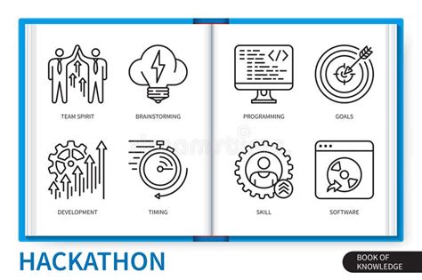 Hackathon Infographics Linear Icons Set Stock Illustration Illustration Of Event Concept