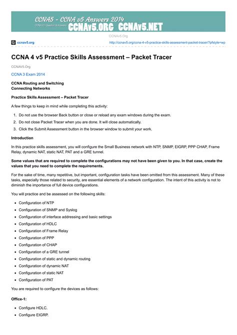 Ccna 4 V5 Practice Skills Assessment Packet Tracer Pdf Computer Networking