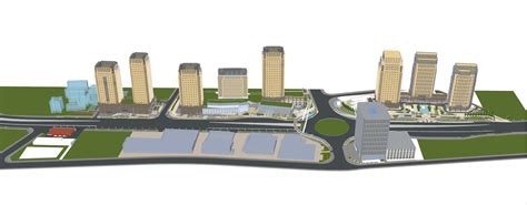 现代绚丽城市规划建筑su模型 SU模型 土木在线