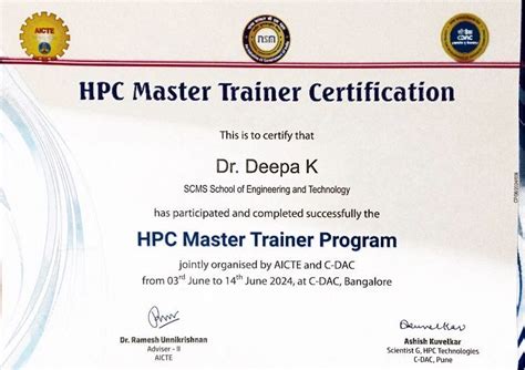 Dr Deepa K On Linkedin Hpc Aicte Cdac Highperformancecomputing Professionaldevelopment