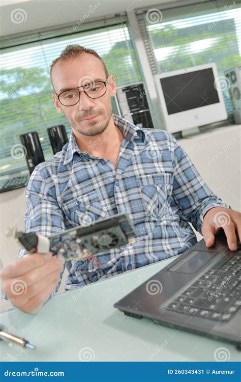Man Fixing Computer Stock Image Image Of Tower Maintenance 260343431