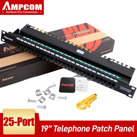 AMPCOM Telephone Patch Panel 19 Inch Rack 50U Gold Plated Voice Patch Panels RJ11 RJ45 8P4C