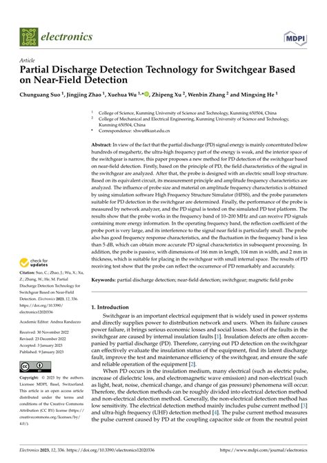 pdf partial discharge detection technology for switchgear based on