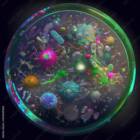 Microbiome Bacteria Under Microscope Illustration Science