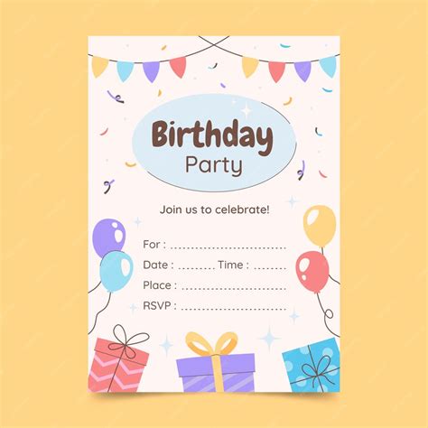 Invitation De Carte De Fête Pour Enfants Dessinés à La Main Vecteur Premium