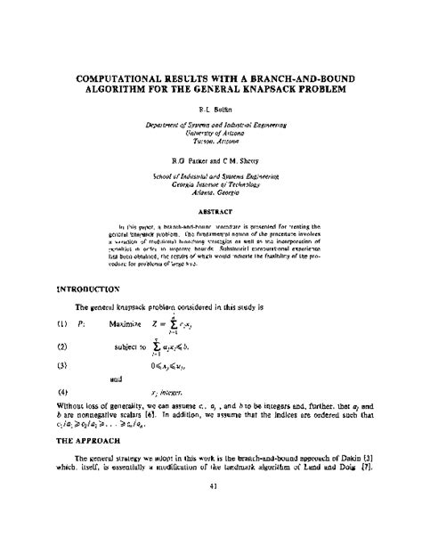Pdf Computational Results With A Branch And Bound Algorithm For The