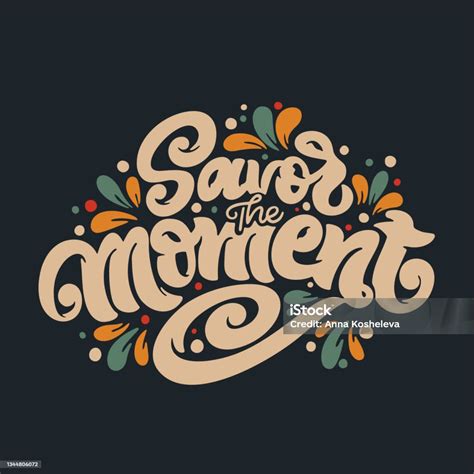 순간 필기 글자를 음미 벡터 텍스트입니다 모멘트 포스터 스티커 로고를 음미합니다 디자인 템플릿 축하 10월에 대한 스톡 벡터
