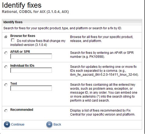 Using Fix Central To Find And Download Cobol For Aix Ptfs