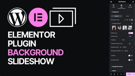 how to use elementor wordpress plugin background slideshow for free