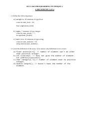 LAB EXERCISE 3 Docx SECJ 1013 PROGRAMMING TECHNIQUE 1 LAB EXERCISE 3 4 1 Define The