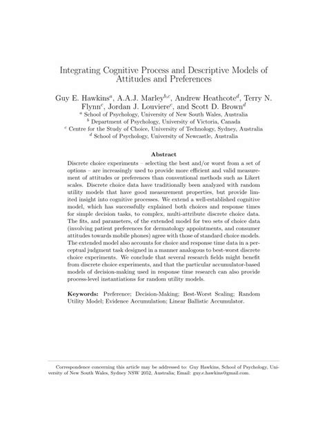 Pdf Integrating Cognitive Process And Descriptive Models Of