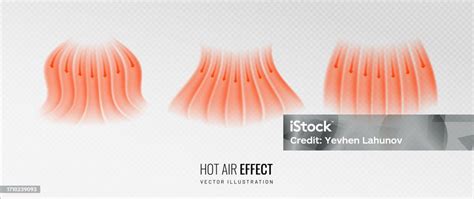 투명한 배경에 뜨거운 공기 흐름 효과 아이콘입니다 히터용 온풍 요소 그라디언트 곡선 벡터 그림 바람에 대한 스톡 벡터 아트 및