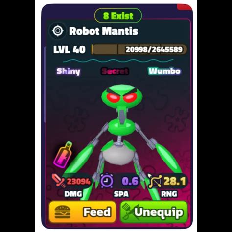 Shiny Wumbo Robot Mantis Spongebob Tower Defense Game Item Gameflip
