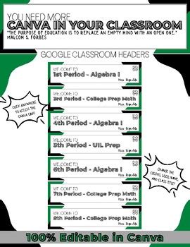Customizable Google Classroom Headers Canva Template By Infinity03