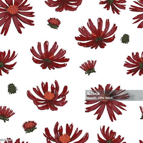 콘 꽃 또는 에키네시아 식물 원활한 패턴 손으로 그린 벡터 그림 현실적인 식물 배경 야생화 스케치 컬러 빈티지 디자인 인쇄 직물 직물 포장 벽지 0명에 대한 스톡 벡터 아트
