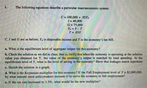 Solved 1 The Following Equations Describe A Particular