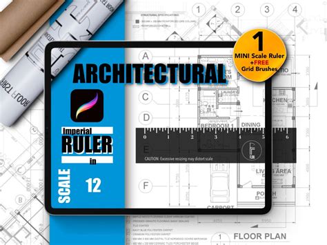 Procreate Architectural Rulers Imperial English Scale Ruler In 12 Inches MINI Transparent