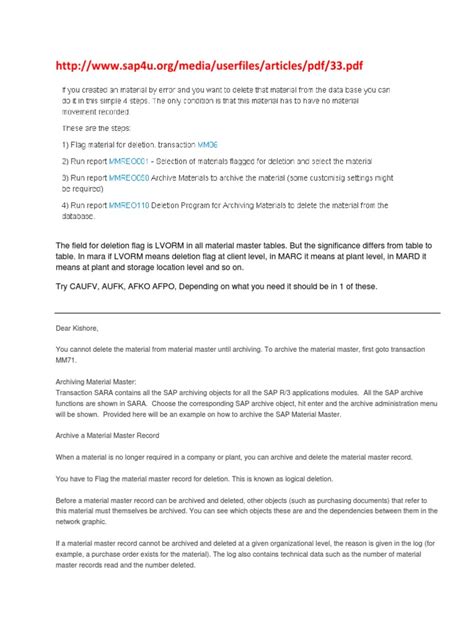 The Field For Deletion Flag Is Lvorm In All Material Master Tables