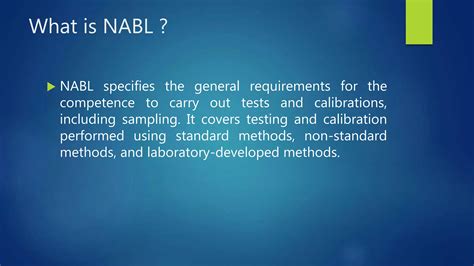 National Accreditation Board For Testing And Calibration Laboratori0es Nabl Pptx Medical