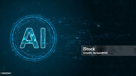 추상적인 배경에 Ai 챗봇과 기계 학습 기술 및 Ai 지원 개념이 있는 흐르는 화살표가 있는 파란색 디지털 Ai 문자 및 원 미래형 Hud 요소 로고에 대한 스톡 사진 및