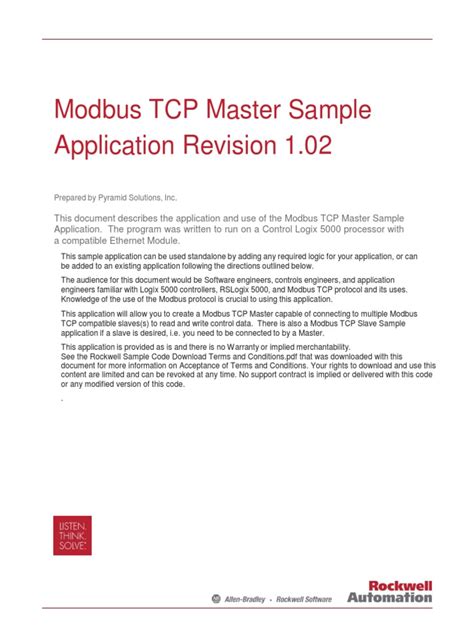 modbustcp master application r102 pdf pdf transmission control